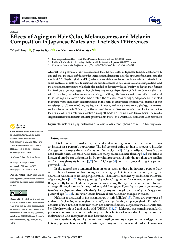 Pdf Effects Of Aging On Hair Color Melanosomes And Melanin Composition In Japanese Males And