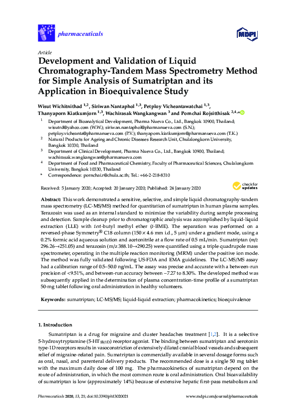 Pdf Development And Validation Of Liquid Chromatography Tandem Mass Spectrometry Method For