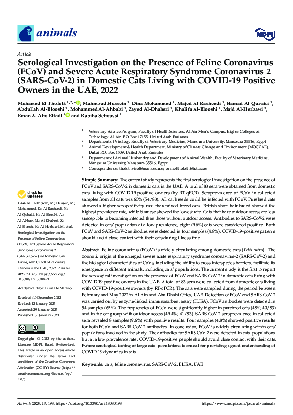 (PDF) Serological Investigation on the Presence of Feline Coronavirus ...