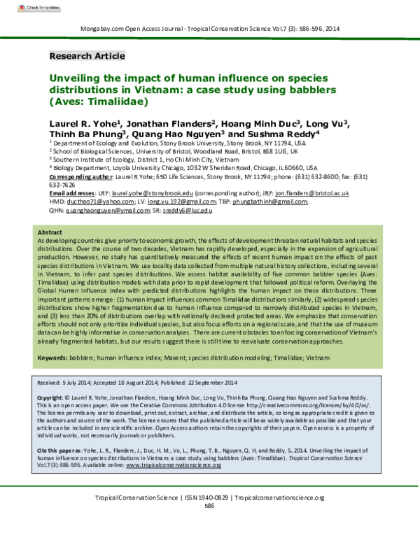 (PDF) Unveiling the Impact of Human Influence on Species Distributions ...