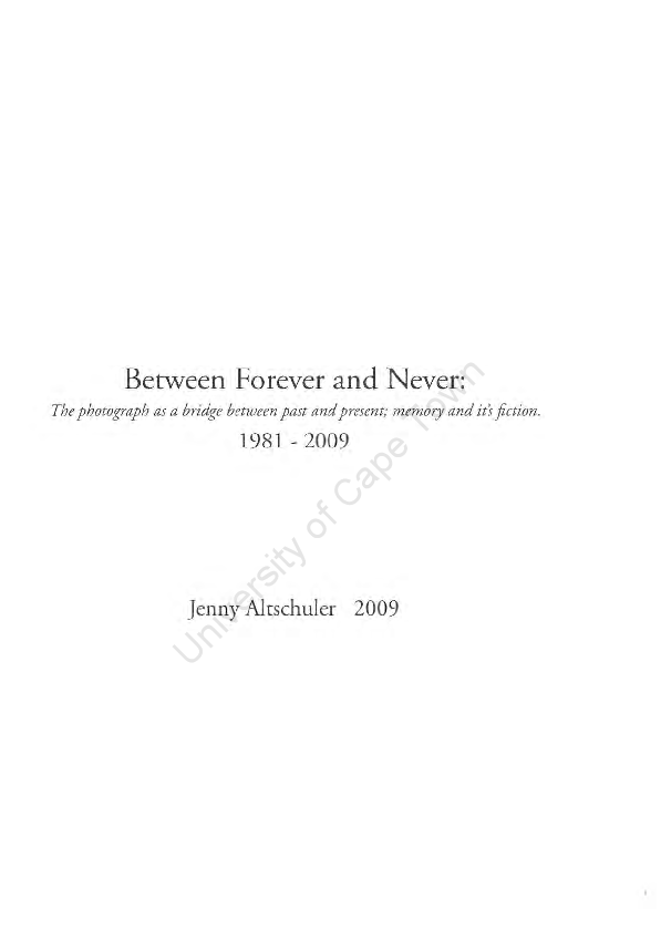 (PDF) Between forever and never : the photograph as a bridge between ...