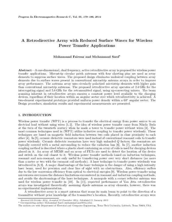 (PDF) A Retrodirective Array with Reduced Surface Waves for Wireless ...