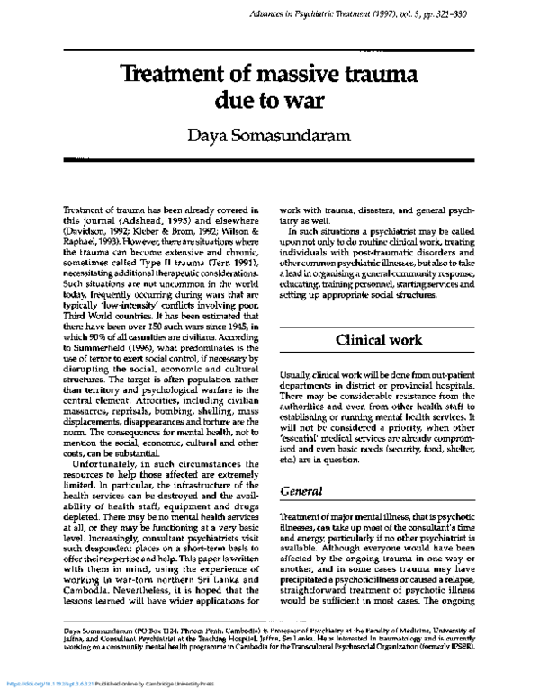 (PDF) Treatment of massive trauma due to war