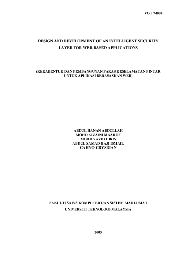 (PDF) Design and development of an intelligent security layer for web-based applications