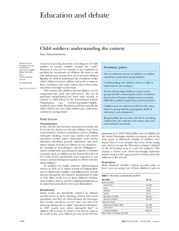 (PDF) Child soldiers: understanding the context