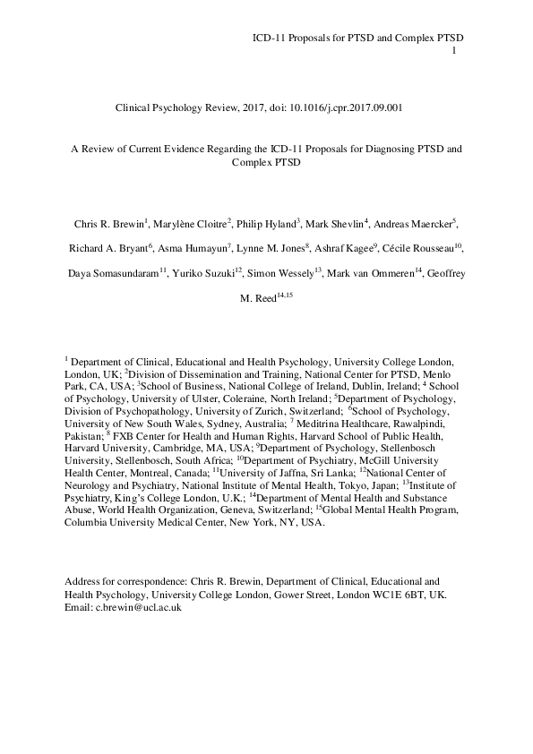 (PDF) A review of current evidence regarding the ICD-11 proposals for ...