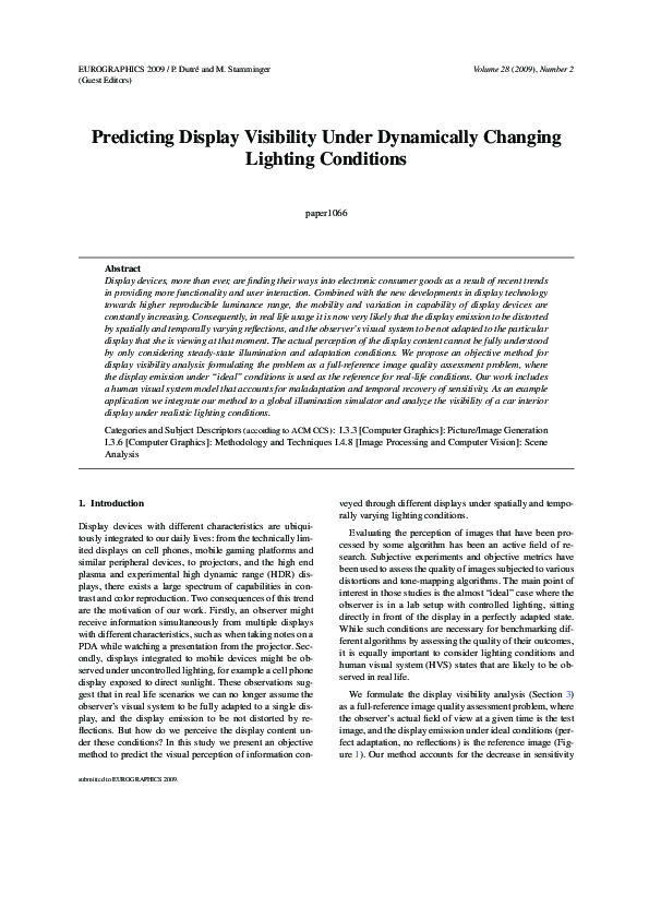 (PDF) Predicting Display Visibility Under Dynamically Changing Lighting ...