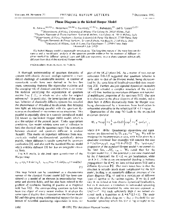 (PDF) Phase diagram in the kicked Harper model