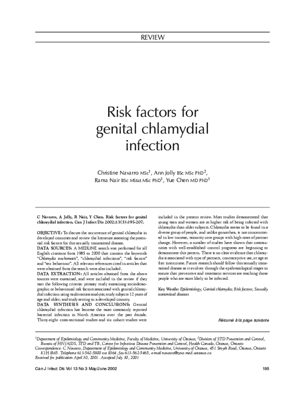 (PDF) Risk Factors for Genital Chlamydial Infection: A Review