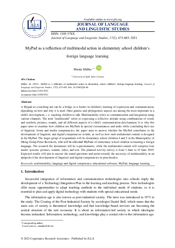 (PDF) MyPad as a reflection of multimodal action in elementary school ...