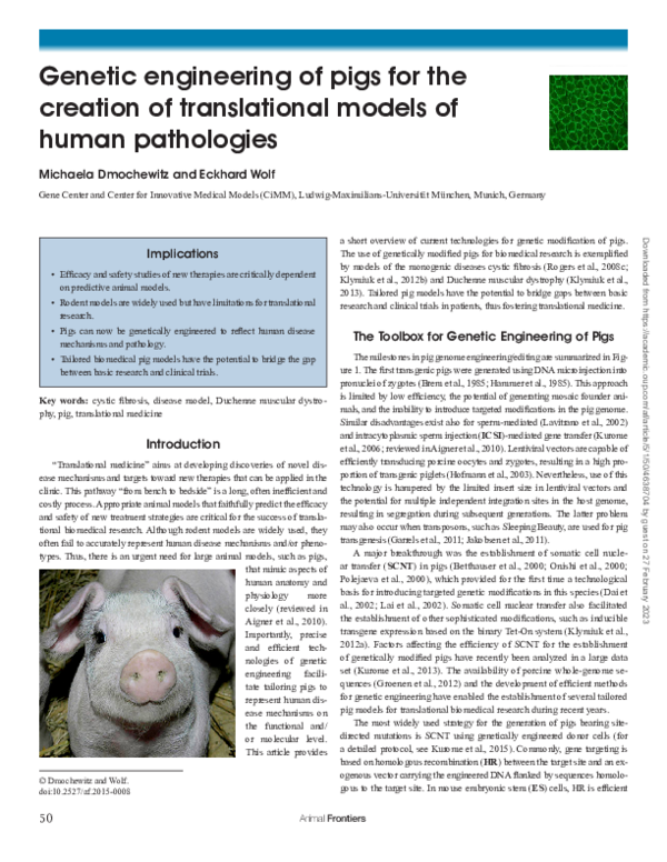 (PDF) Genetic engineering of pigs for the creation of translational ...