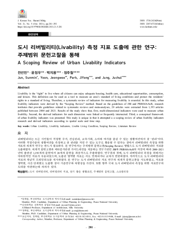 (PDF) A Scoping Review of Urban Livability Indicators