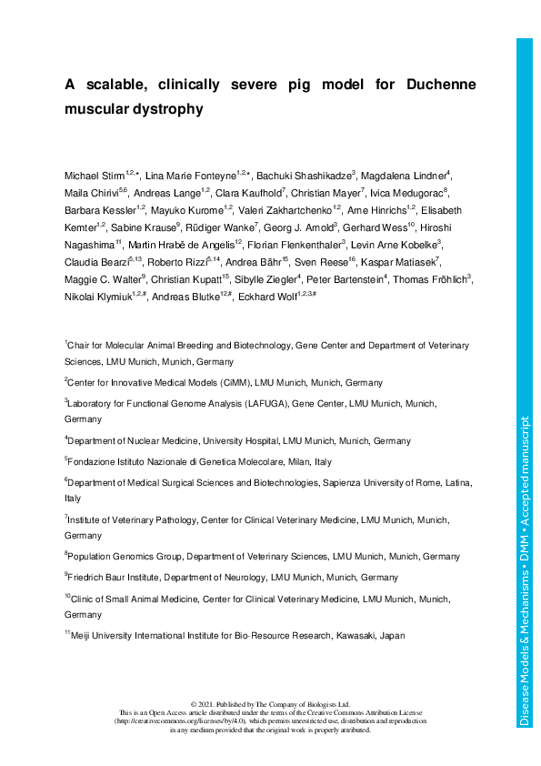 (PDF) A scalable, clinically severe pig model for Duchenne muscular ...