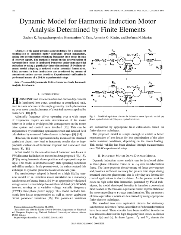 (PDF) Dynamic Model for Harmonic Induction Motor Analysis Determined by Finite Elements | A ...