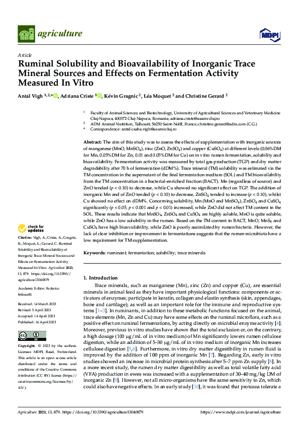 (PDF) Ruminal Solubility and Bioavailability of Inorganic Trace-Mineral ...