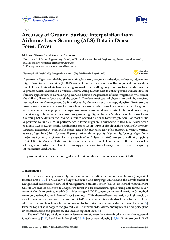 Pdf Accuracy Of Ground Surface Interpolation From Airborne Laser Scanning Als Data In Dense