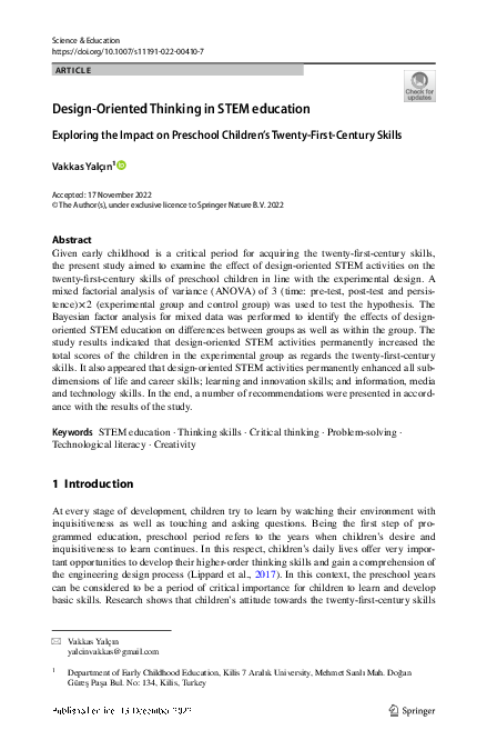 (PDF) Design-Oriented Thinking in STEM education