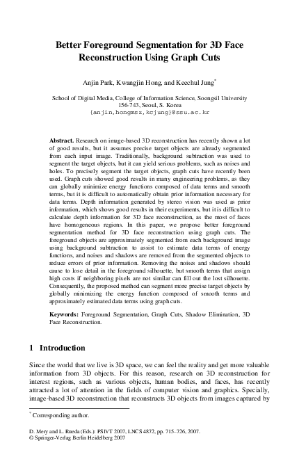Pdf Better Foreground Segmentation For 3d Face Reconstruction Using