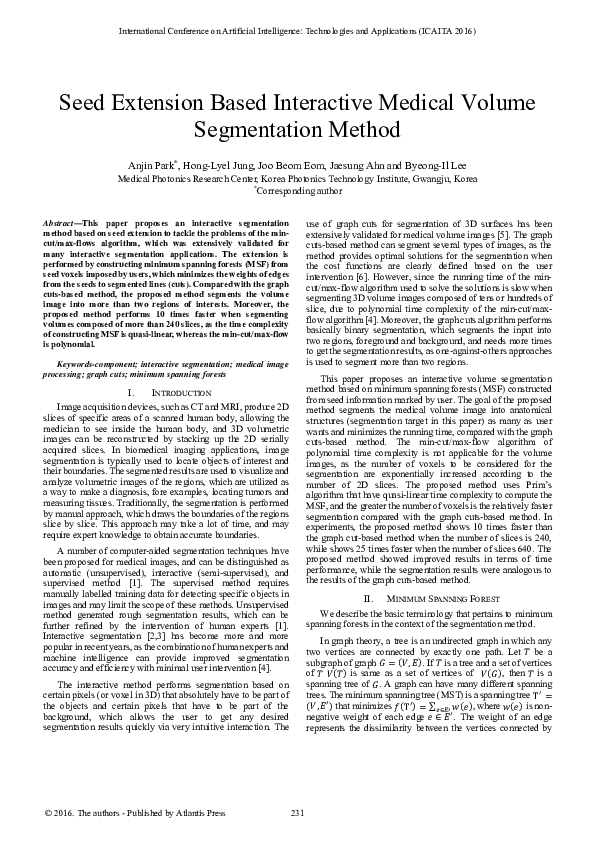 Pdf Seed Extension Based Interactive Medical Volume Segmentation Method
