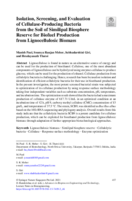 (PDF) Isolation, Screening, and Evaluation of Cellulase-Producing Bacteria from the Soil of ...