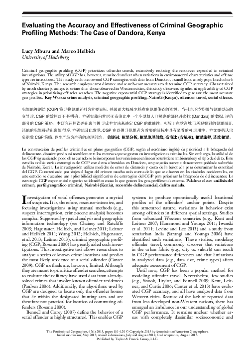 (PDF) Evaluating the Accuracy and Effectiveness of Criminal Geographic ...