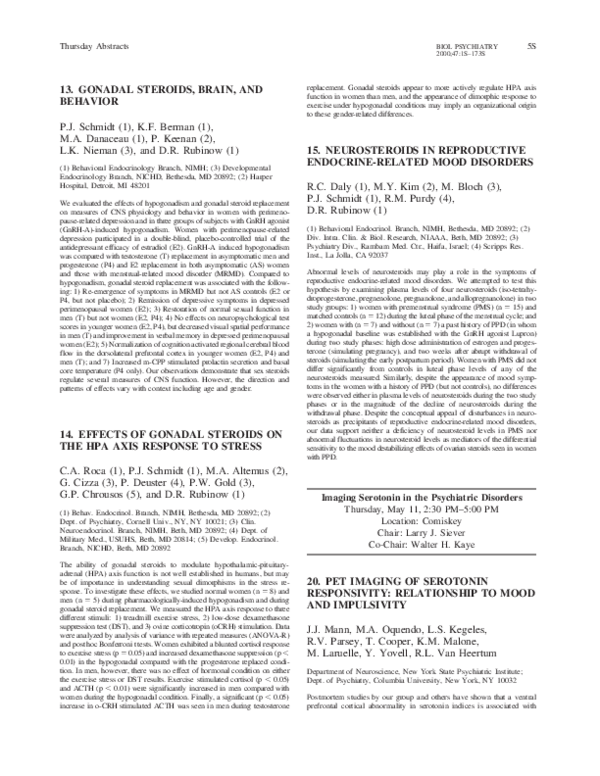 (PDF) 14. Effects of gonadal steroids on the HPA axis response to stress
