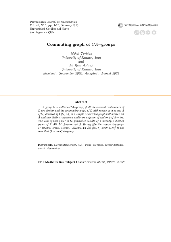 (PDF) Commuting graph of CA−groups