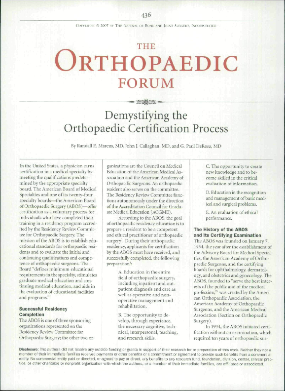 (PDF) Demystifying the Orthopaedic Certification Process