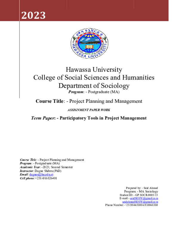 (PDF) Participatory Tools in Project Management