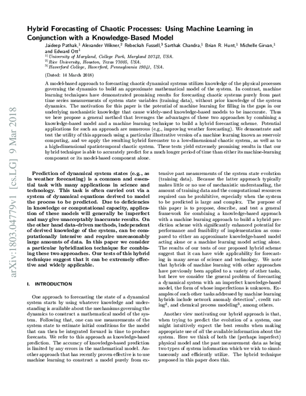 (PDF) Hybrid forecasting of chaotic processes: Using machine learning in conjunction with a ...