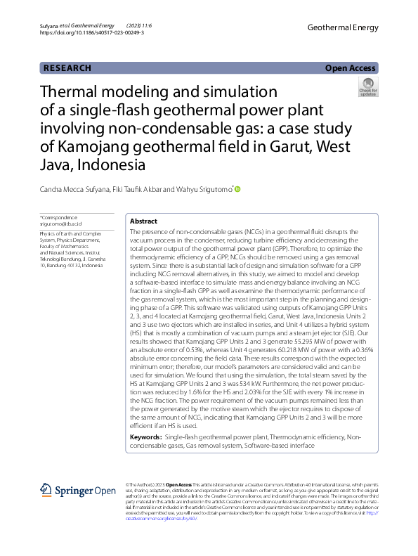 (PDF) Thermal modeling and simulation of a single-flash geothermal ...