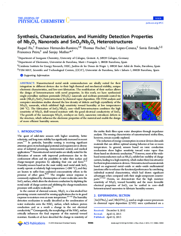 (PDF) Synthesis, Characterization, and Humidity Detection Properties of ...