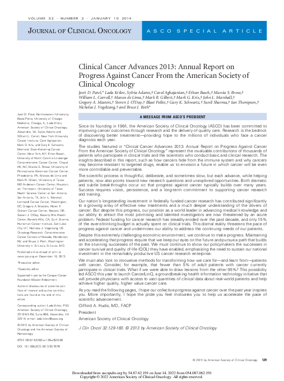 (PDF) Clinical Cancer Advances 2013: Annual Report on Progress Against ...