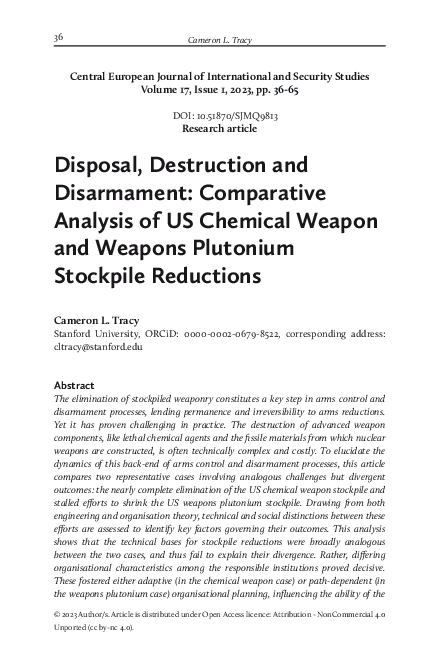 (PDF) Disposal, Destruction and Disarmament: Comparative Analysis of US ...