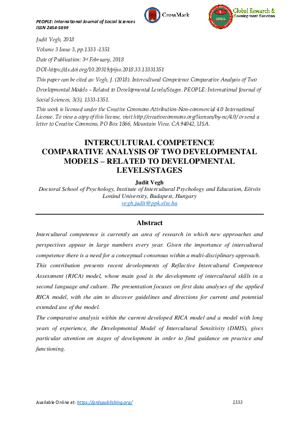 (PDF) Intercultural Competence Comparative Analysis of Two ...