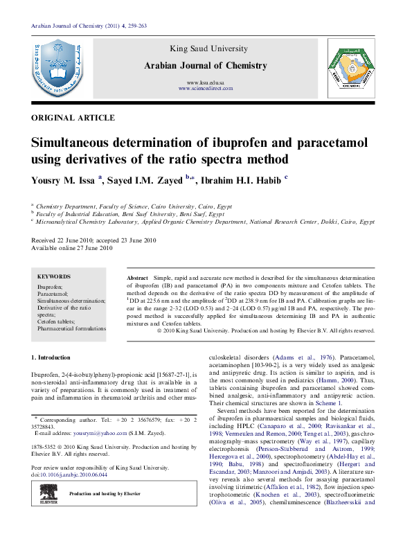 (PDF) Simultaneous Determination of Ibuprofen and Pseudoephedrine Hydrochloride in ...