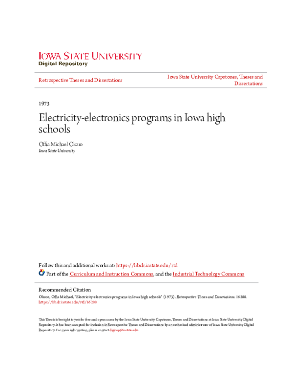 (PDF) Electricity-electronics programs in Iowa high schools
