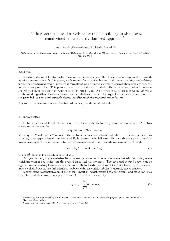 (PDF) Trading performance for state constraint feasibility in stochastic constrained control: A ...