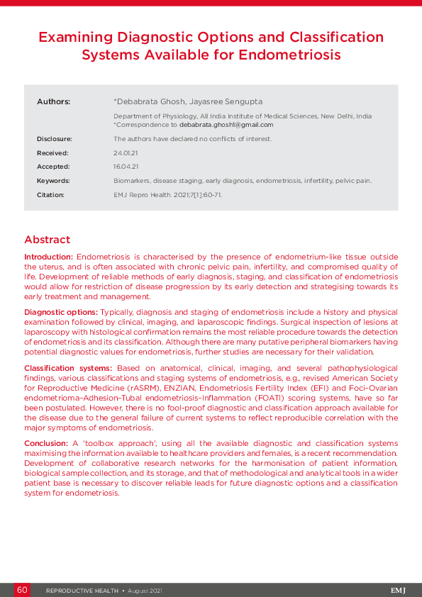 (PDF) Examining Diagnostic Options and Classification Systems Available ...