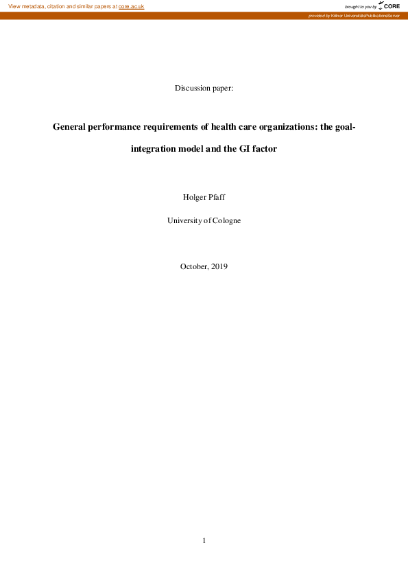 (PDF) General performance requirements of health care organizations ...