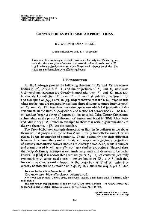 (PDF) Convex bodies with similar projections