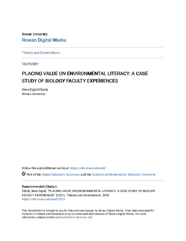 (PDF) Value of Environmental Literacy in Biology Teaching