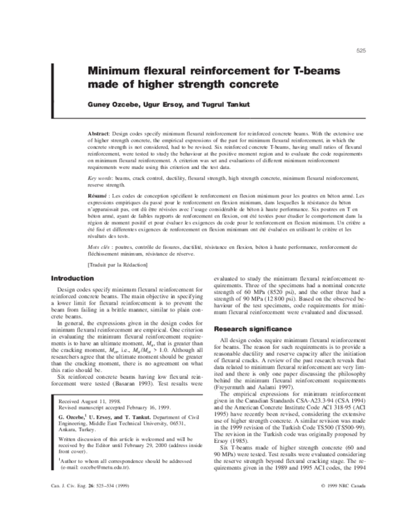 (PDF) Minimum flexural reinforcement for T-beams made of higher ...