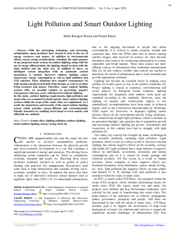 (PDF) Light Pollution and Smart Outdoor Lighting