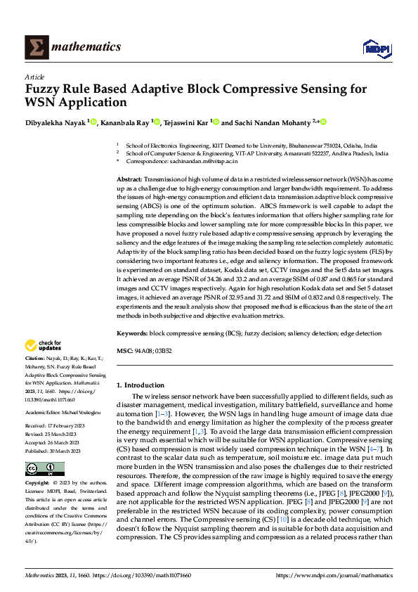 (PDF) Fuzzy Rule Based Adaptive Block Compressive Sensing for WSN Application