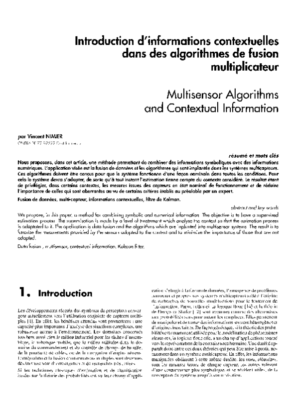 (PDF) Introduction d'informations contextuelles dans des algorithmes de ...