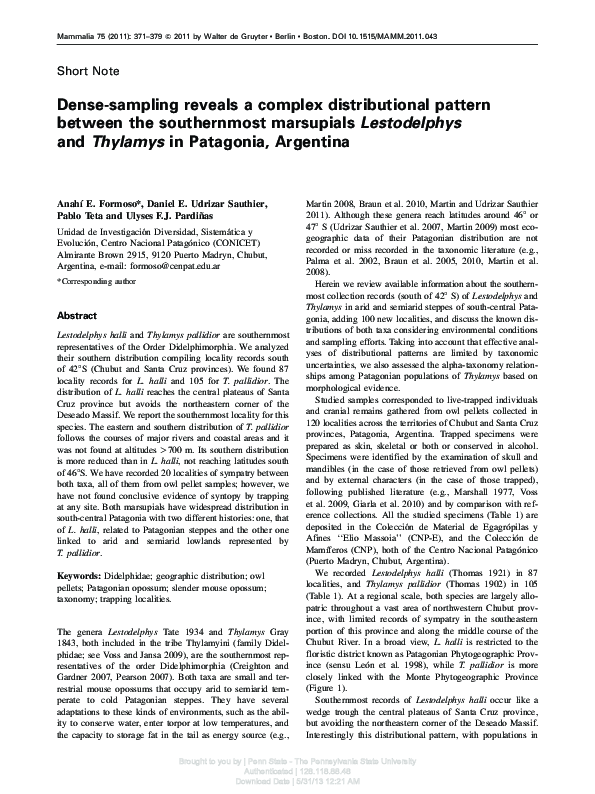 (PDF) Dense-sampling reveals a complex distributional pattern between ...