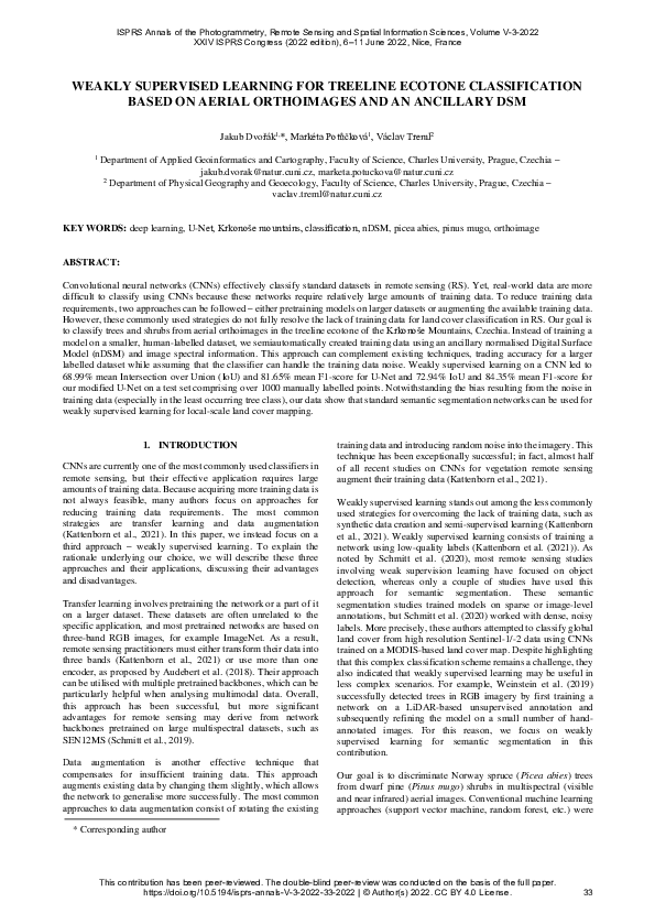 (PDF) Weakly Supervised Learning for Treeline Ecotone Classification Based on Aerial Orthoimages ...