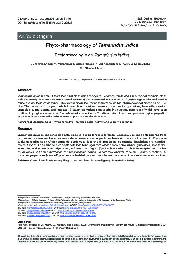 (PDF) Phyto-pharmacology of Tamarindus indica