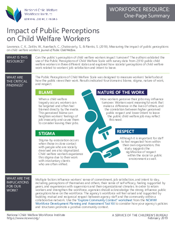 (PDF) Measuring the impact of public perceptions on child welfare workers